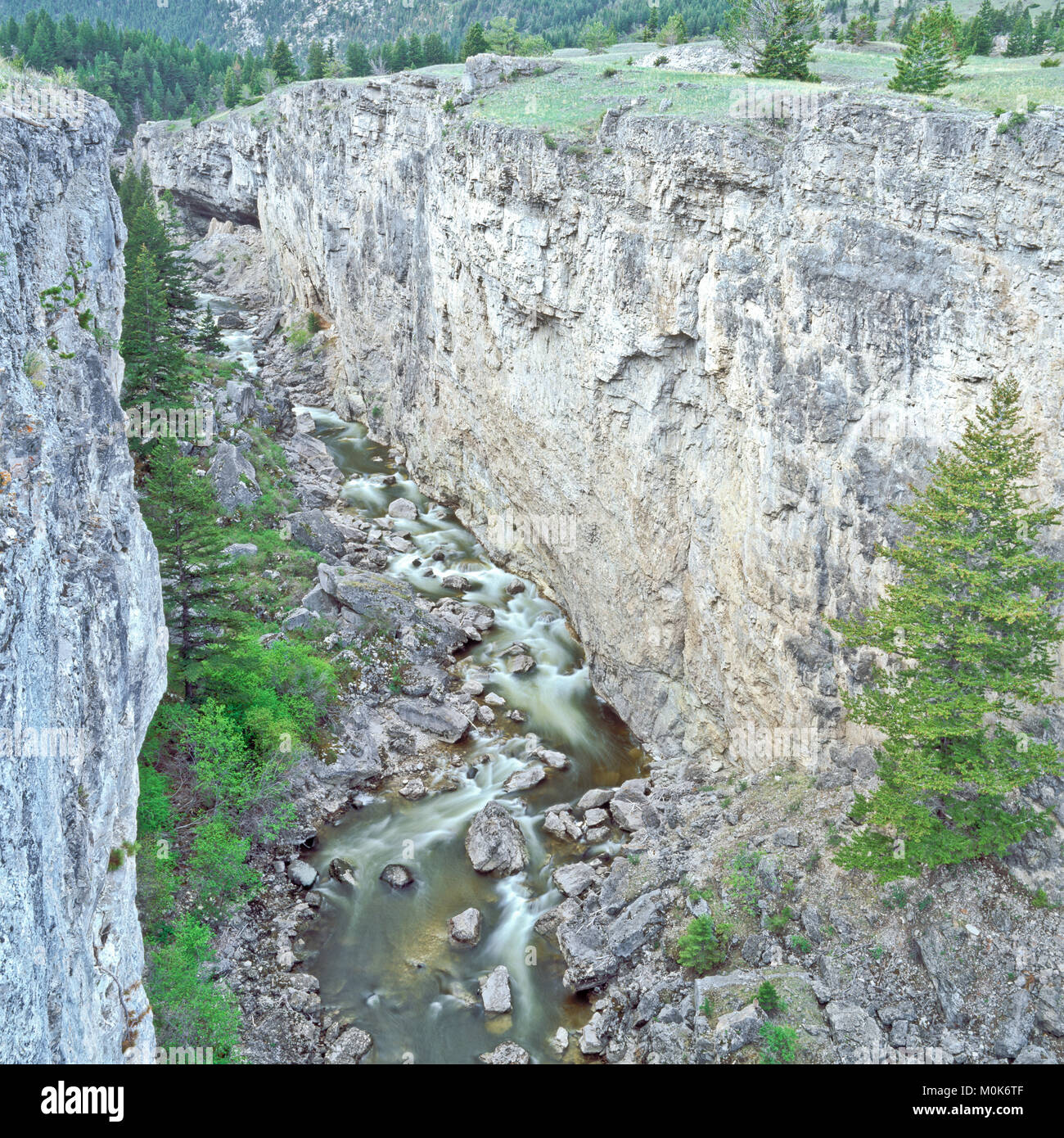 canyon below boulder river natural bridge falls near big timber ...