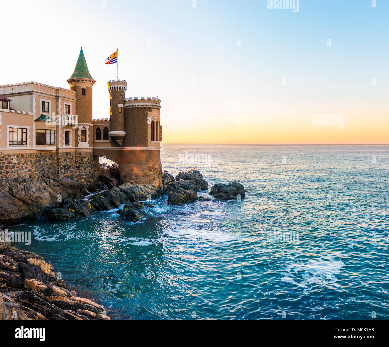 A historic castle overlooking the sea in Vina del Mar, Chile Stock ...