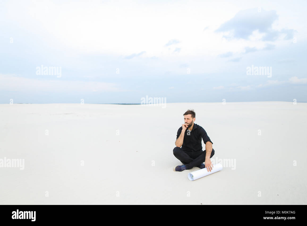 Archeologist man reviewing plan of excavations in village talk Stock ...