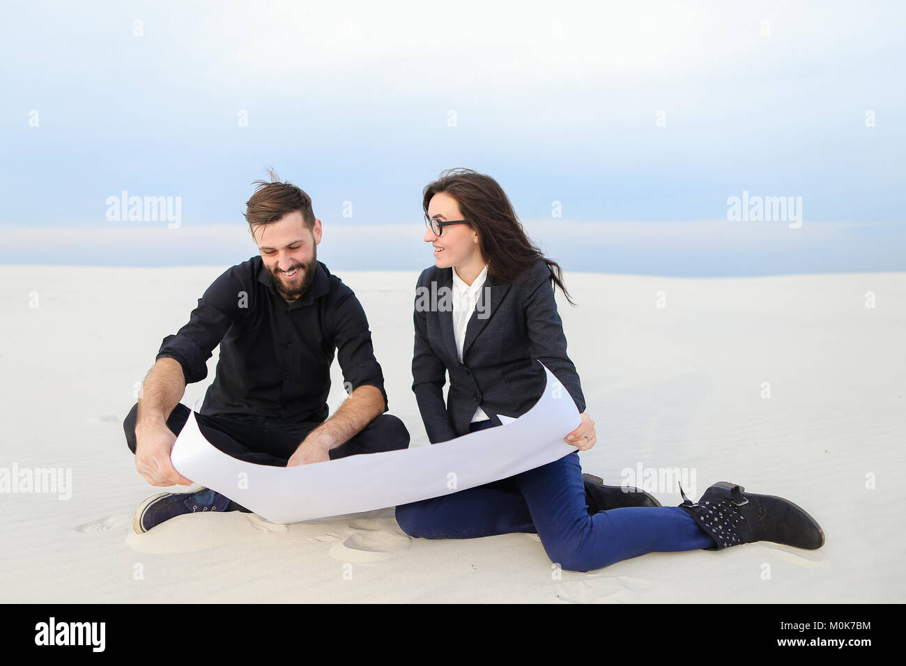 Economists brother and sister planning shopping center in dese Stock ...