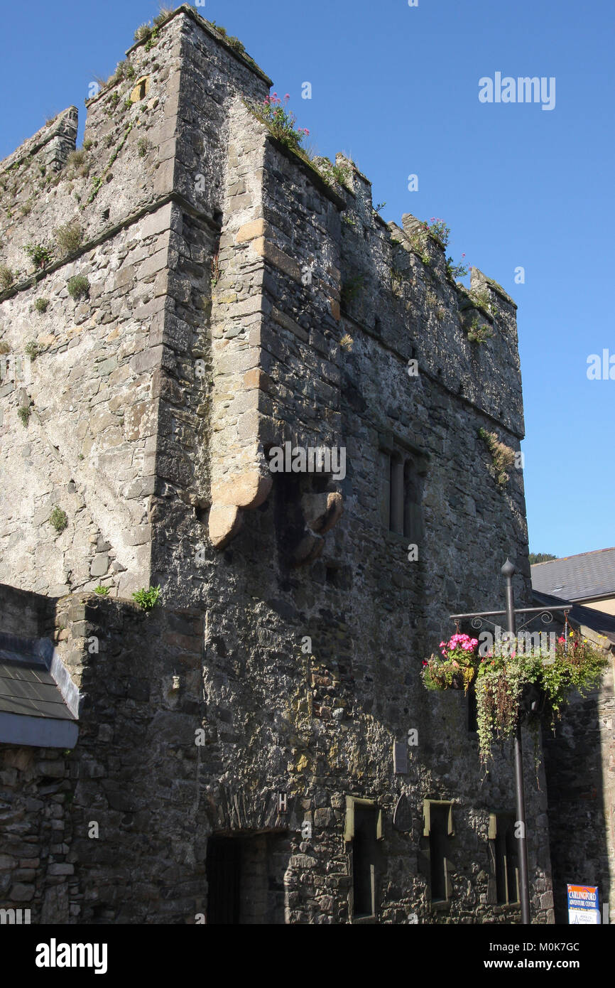 Exterior of Taaffe's Castle, a medieval building in Carlingford, County ...