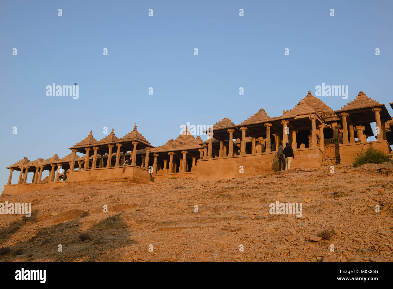 The cenotaphs of Bada Bagh at sunset, Jaisalmer, Rajasthan, India Stock ...