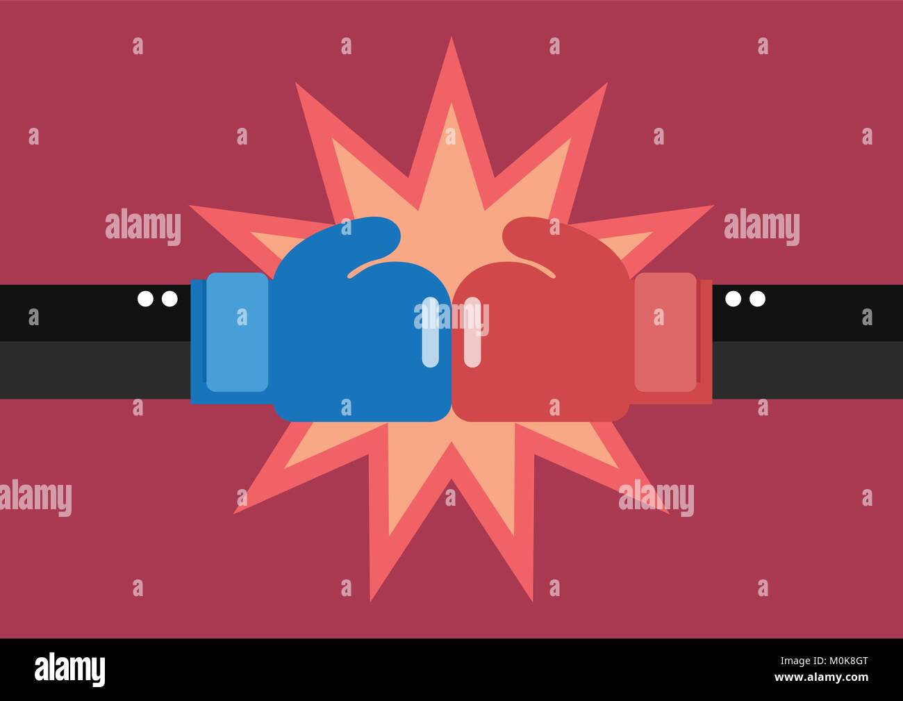 Two businessmen hand with boxing gloves fighting. Vector illustration ...