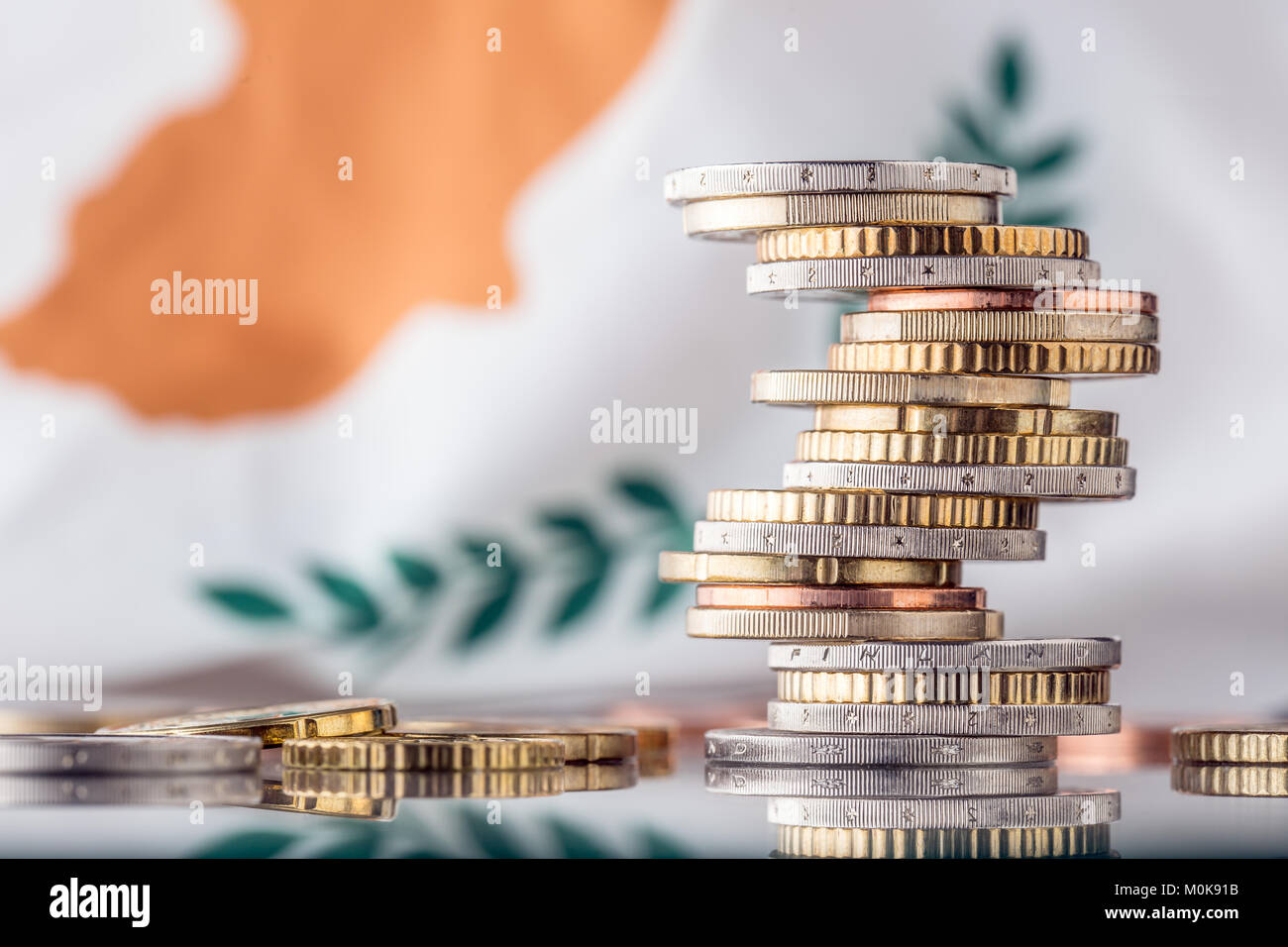 National flag of cyprus and euro coins - concept. Euro coins. Euro ...