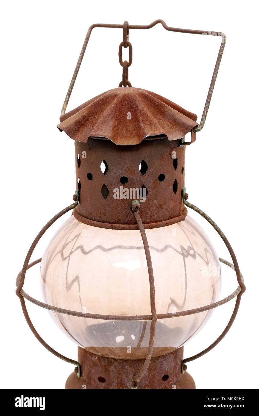 Vintage rusty lantern isolated on white background Stock Photo - Alamy