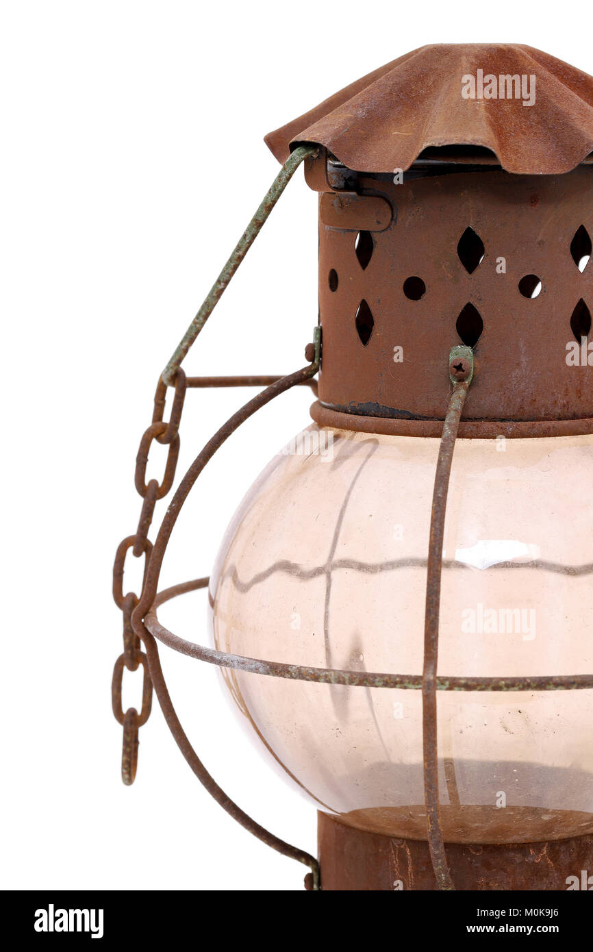Vintage rusty lantern isolated on white background Stock Photo - Alamy