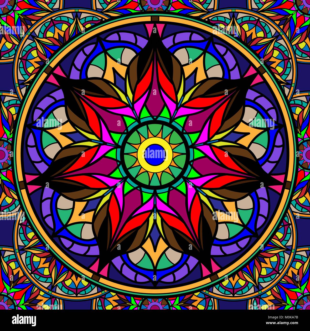 Seamless repeating pattern of colored mandalas Stock Vector Image & Art ...