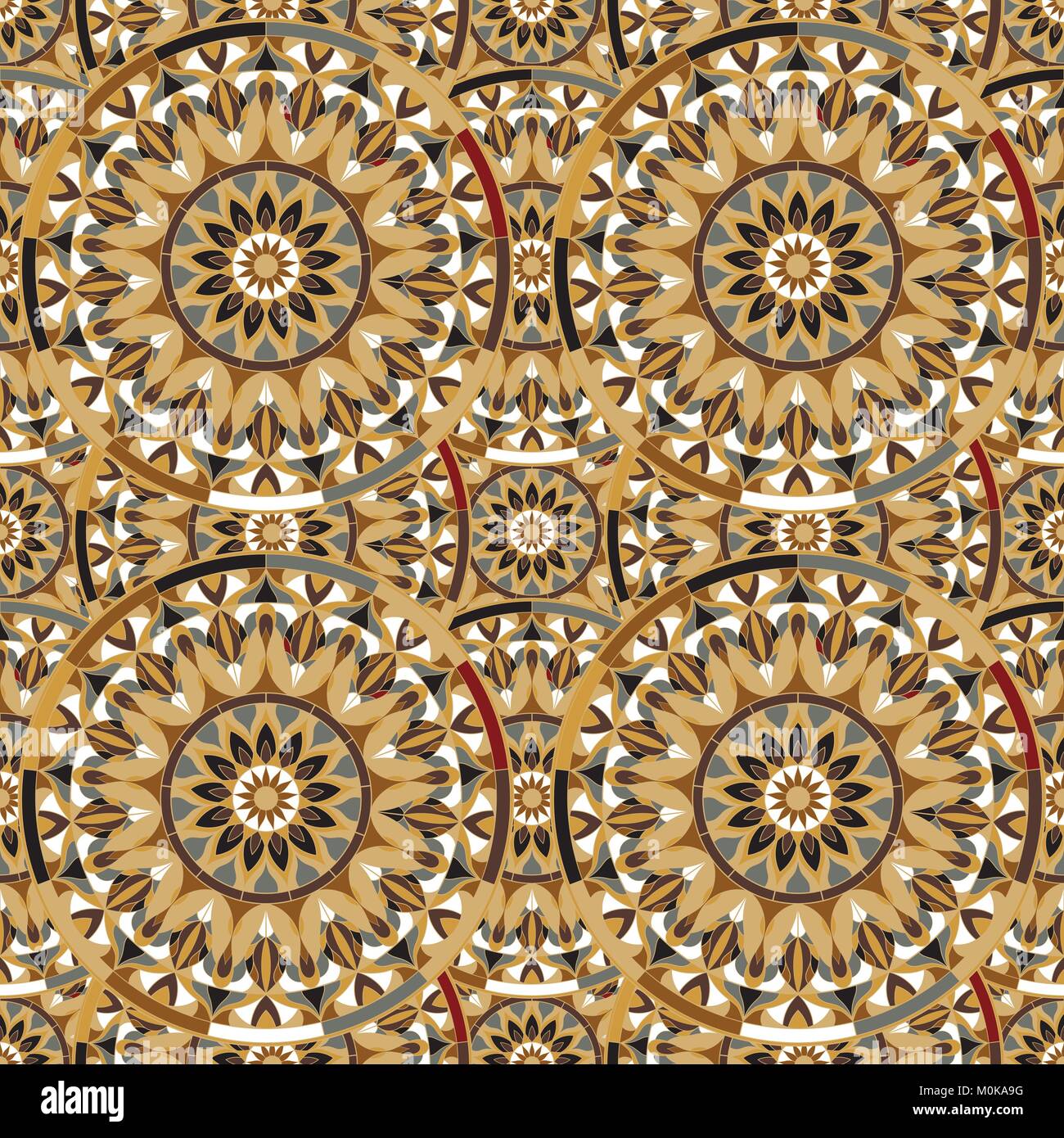 Seamless repeating pattern of colored mandalas Stock Vector Image & Art ...
