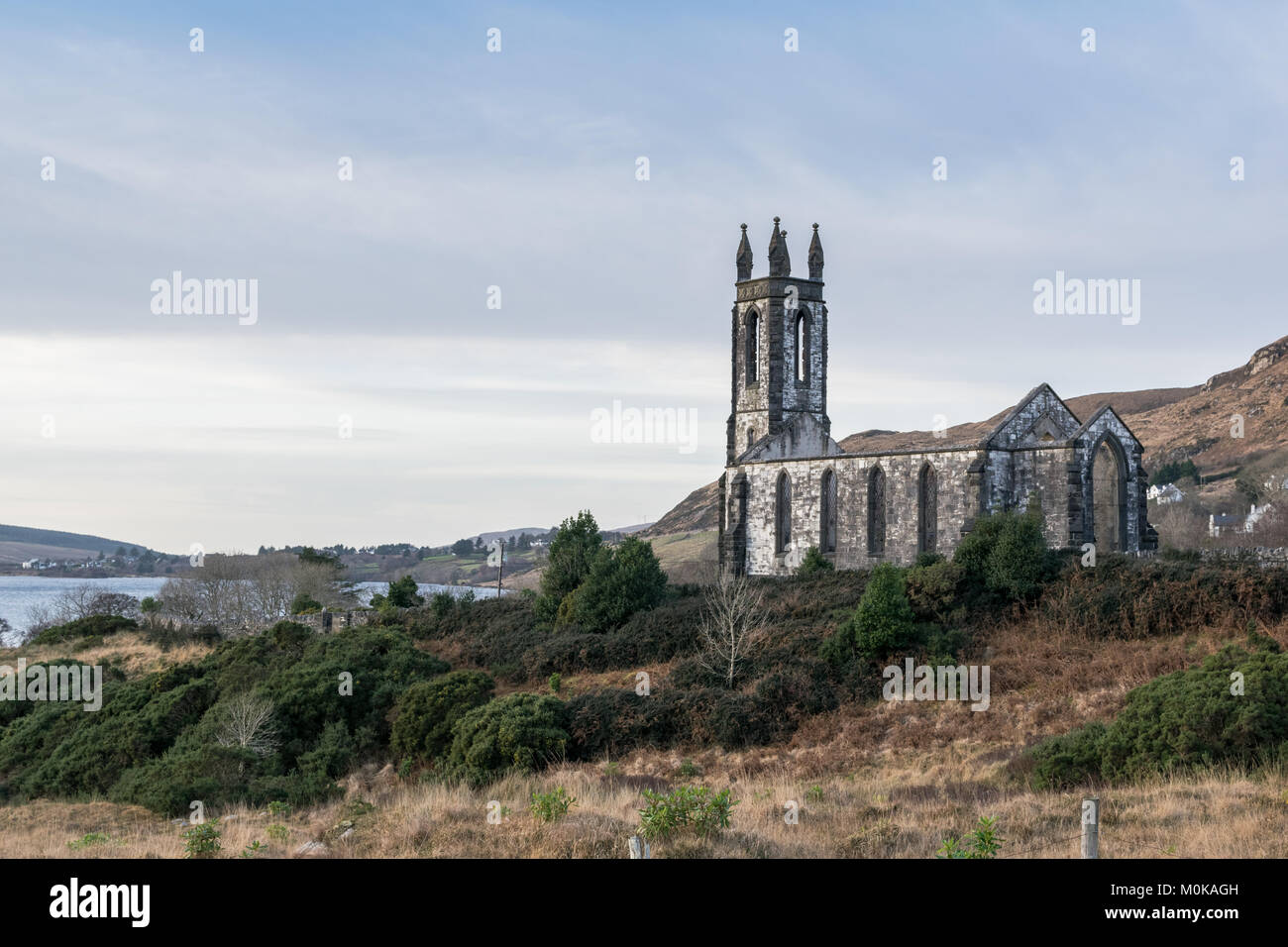 This is the ruins of Dunlewey Church looking out towards the lake Stock ...