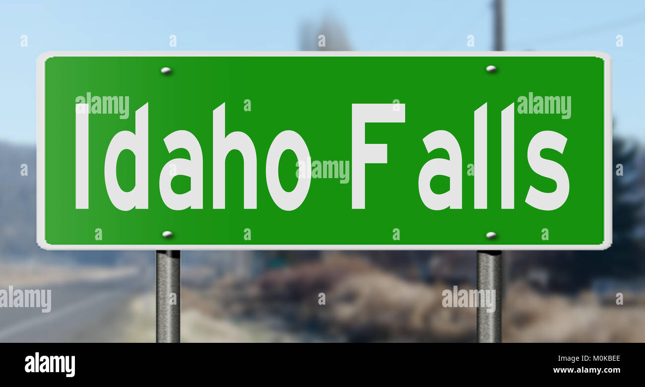 A 3d rendering of a green highway sign Stock Photo - Alamy