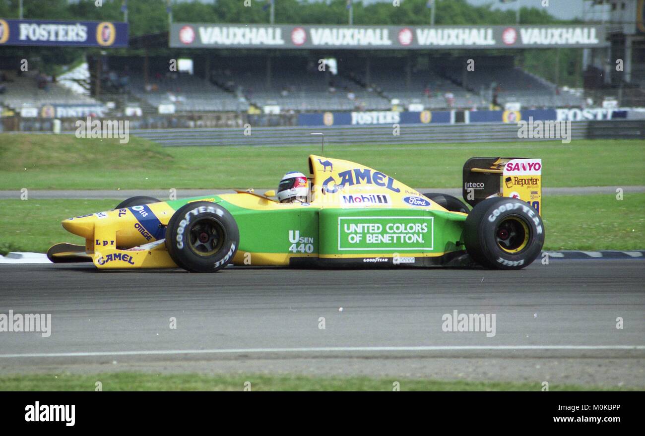 Michael Schumacher, Benetton B192, Formula One at Silverstone in 1992 ...