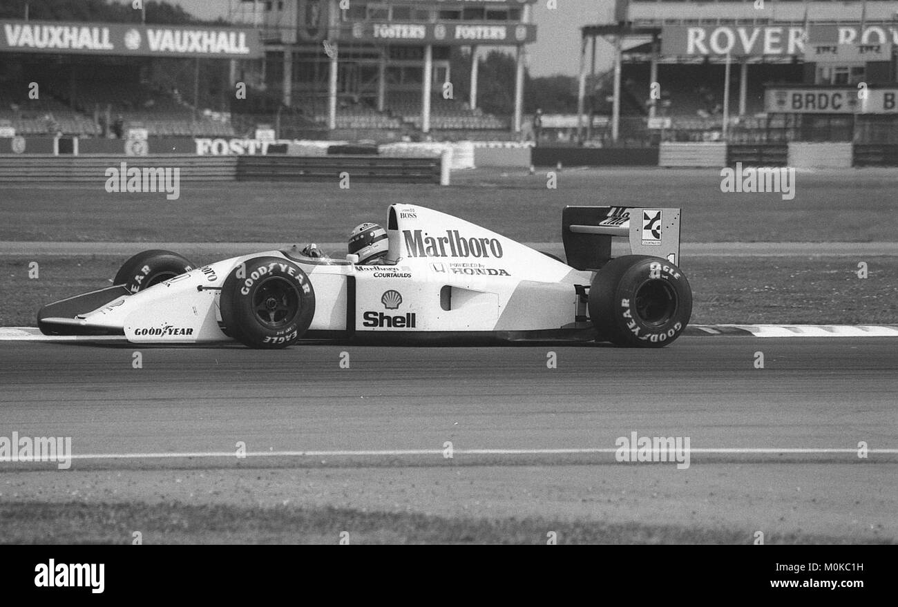 Ayrton Senna, McLaren MP4/7A, Formula One at Silverstone in 1992 Stock ...