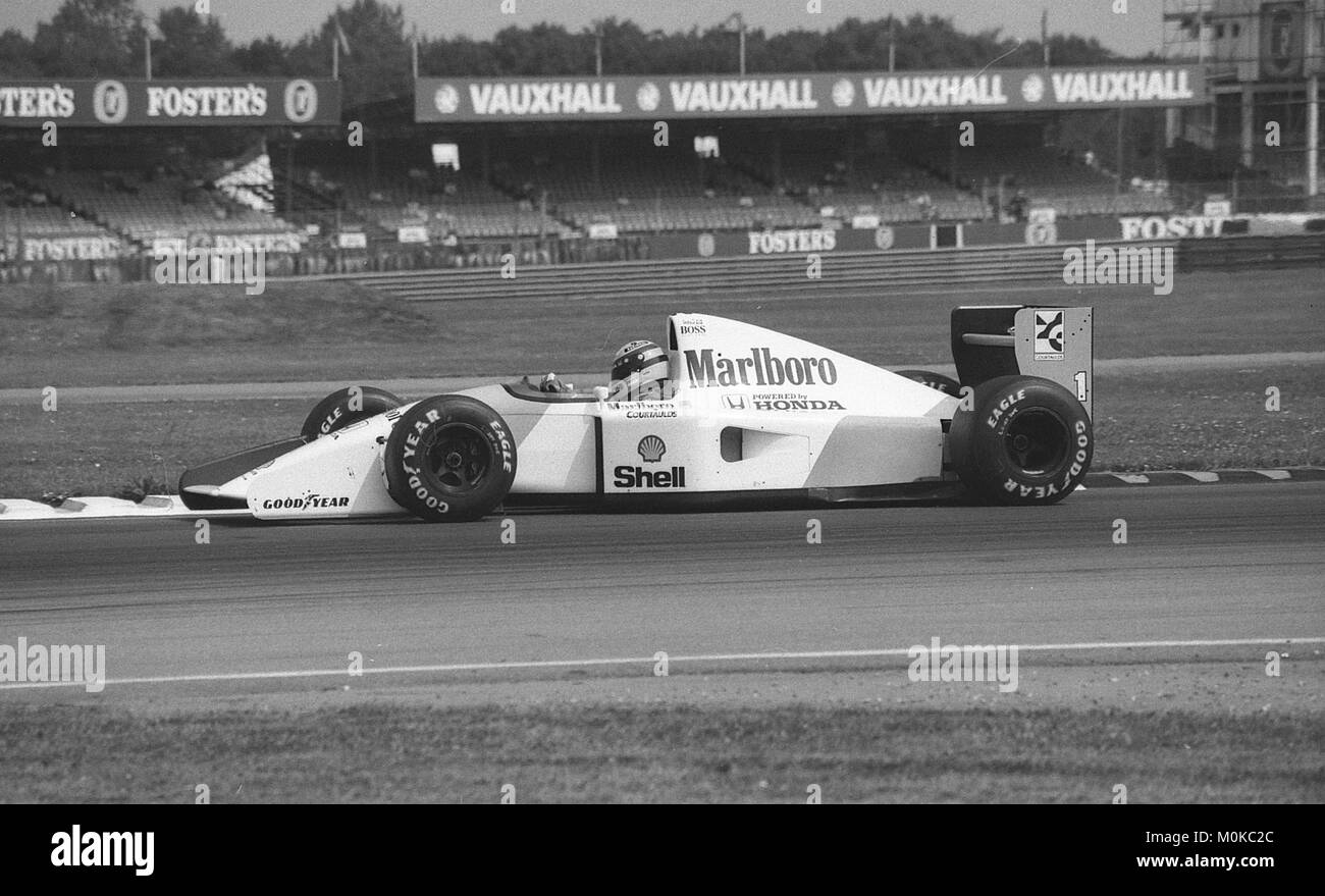 Ayrton Senna, McLaren MP4/7A, Formula One at Silverstone in 1992 Stock ...