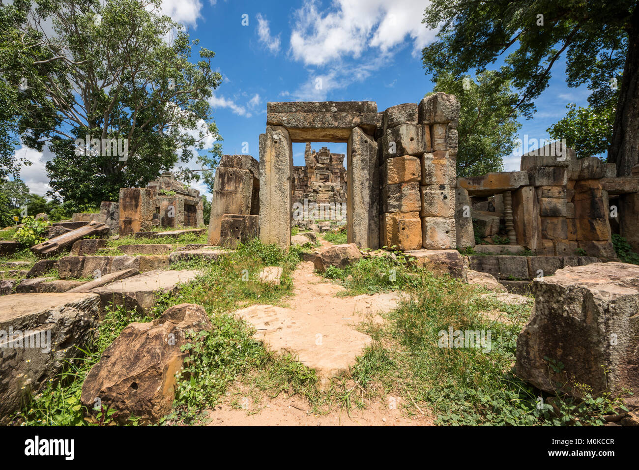 Ancient Angkorian temple at Wat Ek Phnom; Battambang, Cambodia Stock ...