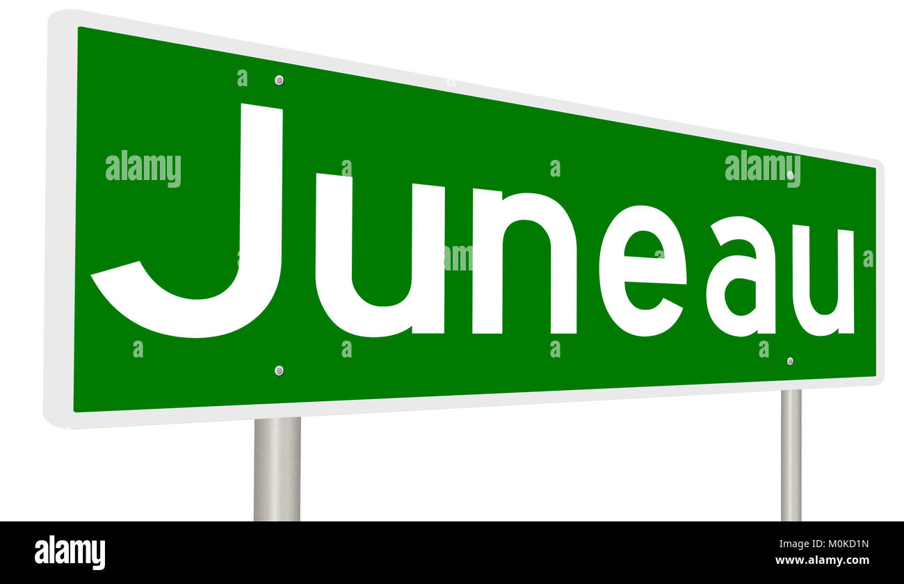 A 3d rendering of a green highway sign Stock Photo - Alamy