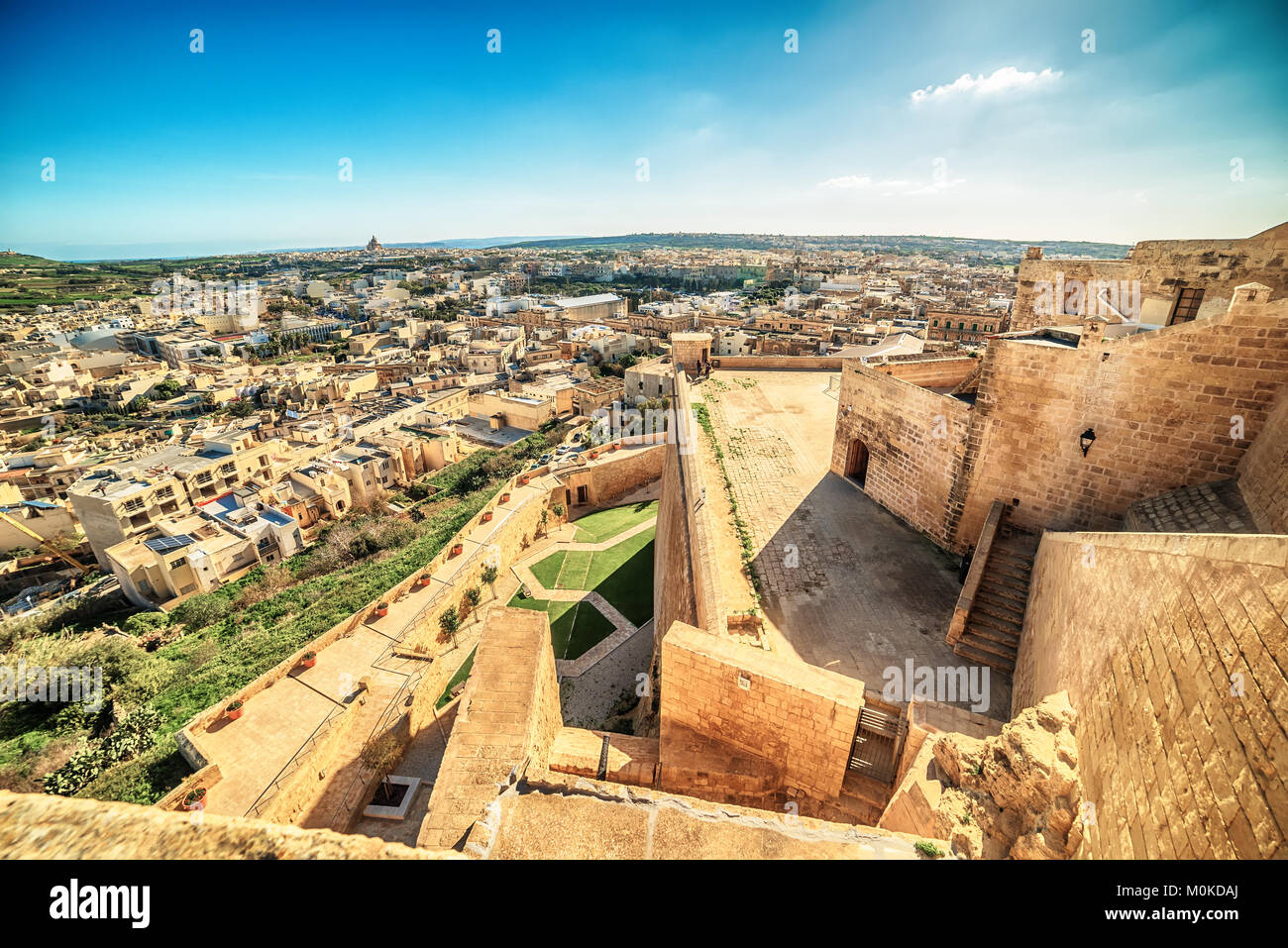 Victoria, Gozo island, Malta: aerial view from the Cittadella Stock ...