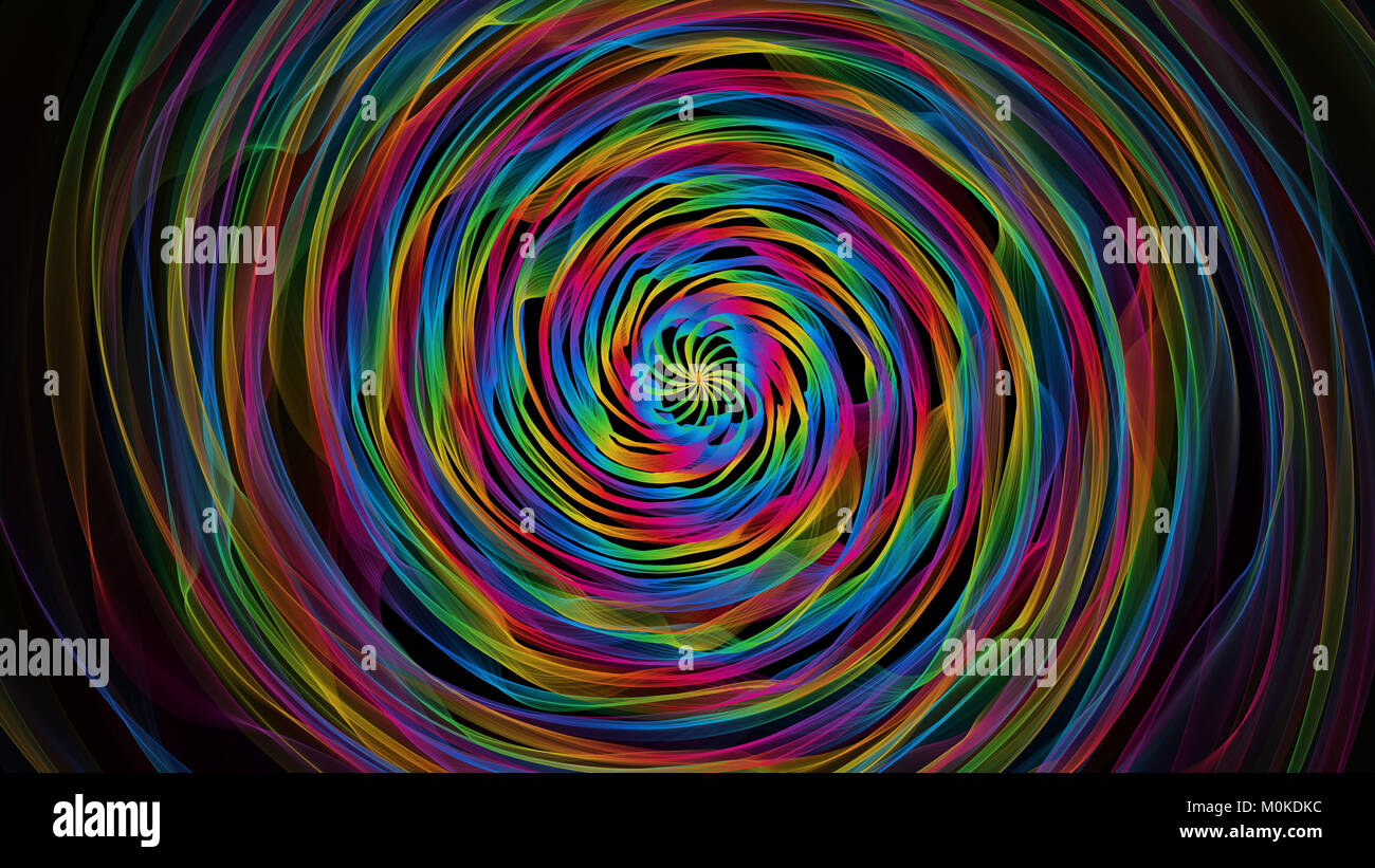 Colorful fusion spectrum circle on black background. Flame spiral ...