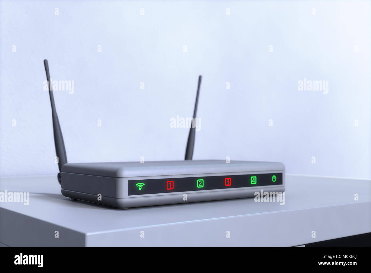 an internet router with red and green LEDs Stock Photo - Alamy