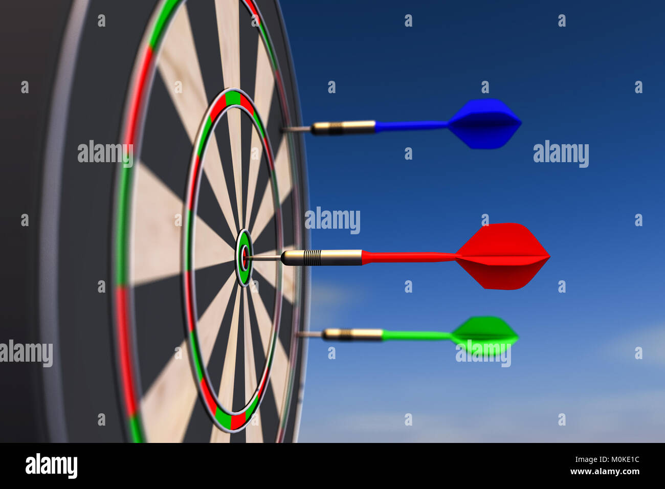 a dart arrow hits the middle (3d rendering Stock Photo - Alamy