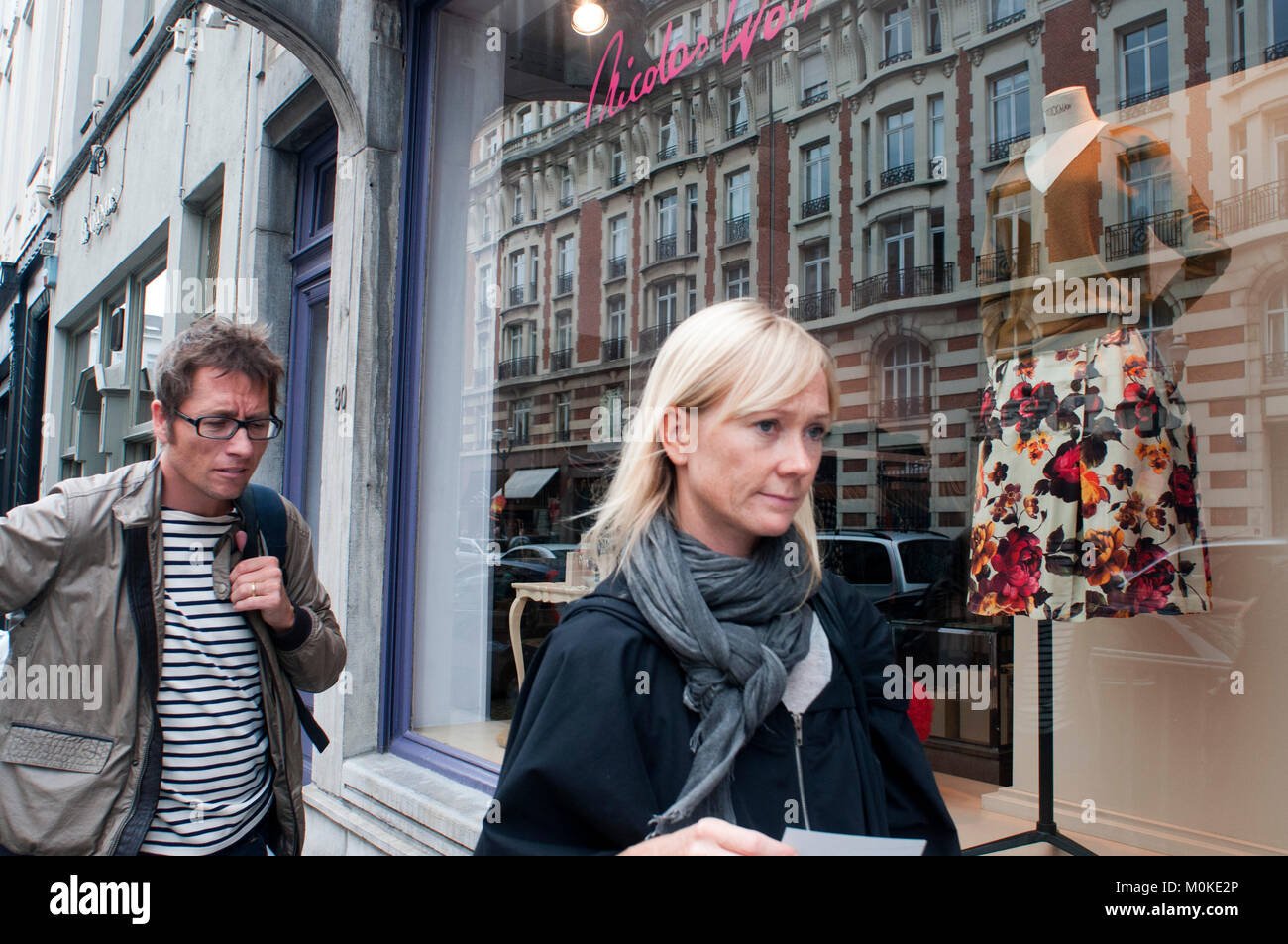 Fashion shops at Rue Antoine Dansaert, Brussels, Belgium. The kingdom ...