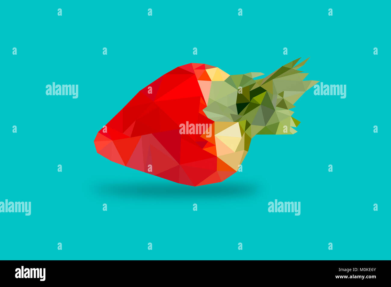Low poly strawberry food design for food promo. Polygonal design of ...