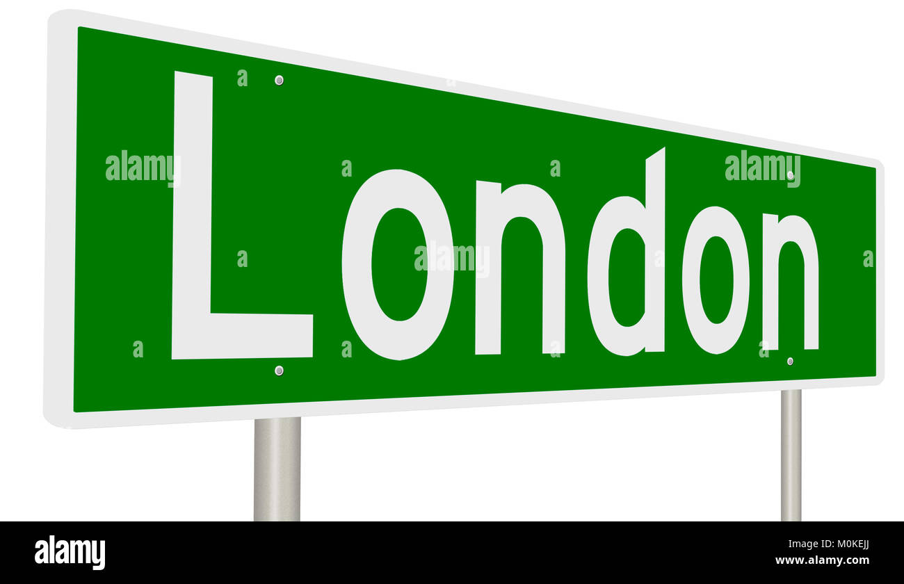 A 3d rendering of a green highway sign Stock Photo - Alamy