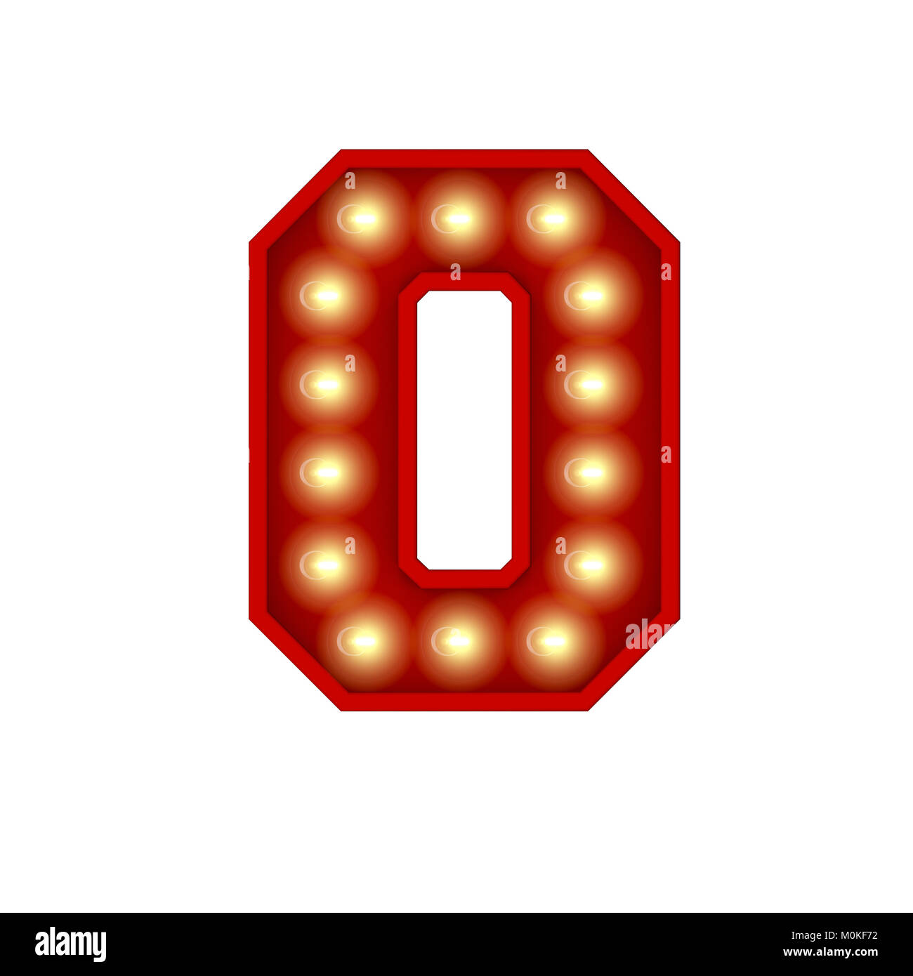 Vintage cinema theatre broadway lettering. Number 0. 3D Rendering Stock ...