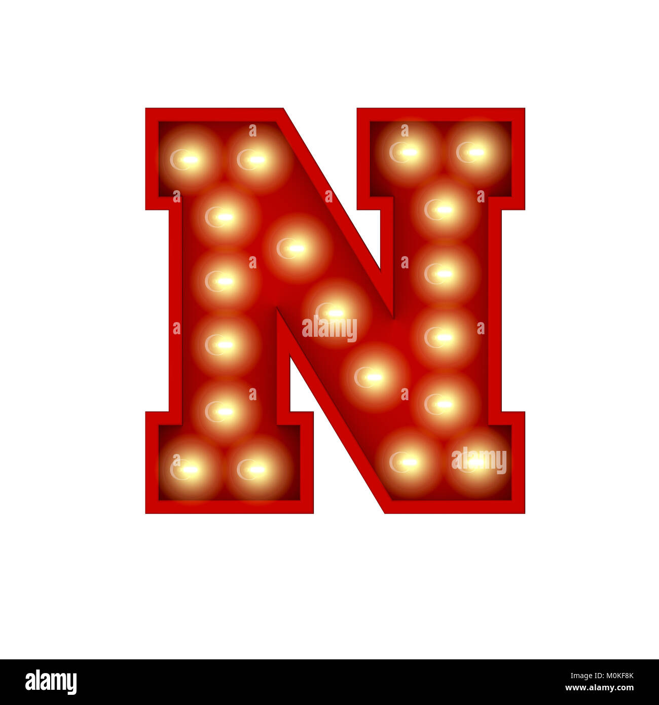 Vintage cinema theatre broadway lettering. Letter N. 3D Rendering Stock ...