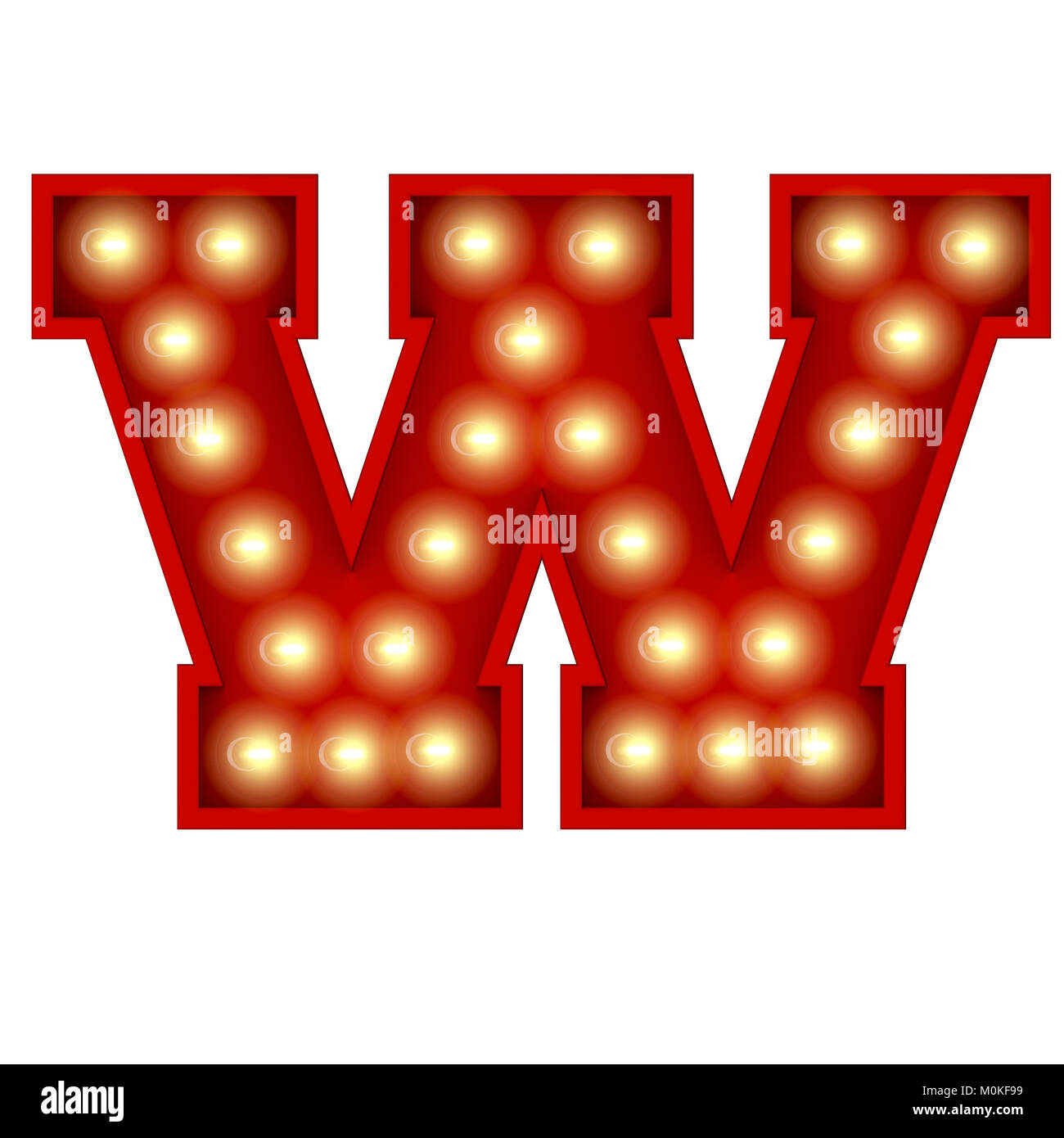 Vintage cinema theatre broadway lettering. Letter W. 3D Rendering Stock ...