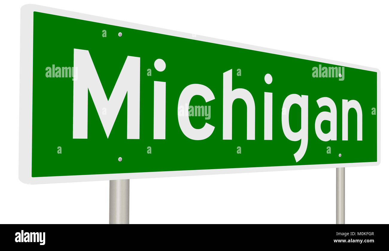 A 3d rendering of a green highway sign Stock Photo - Alamy