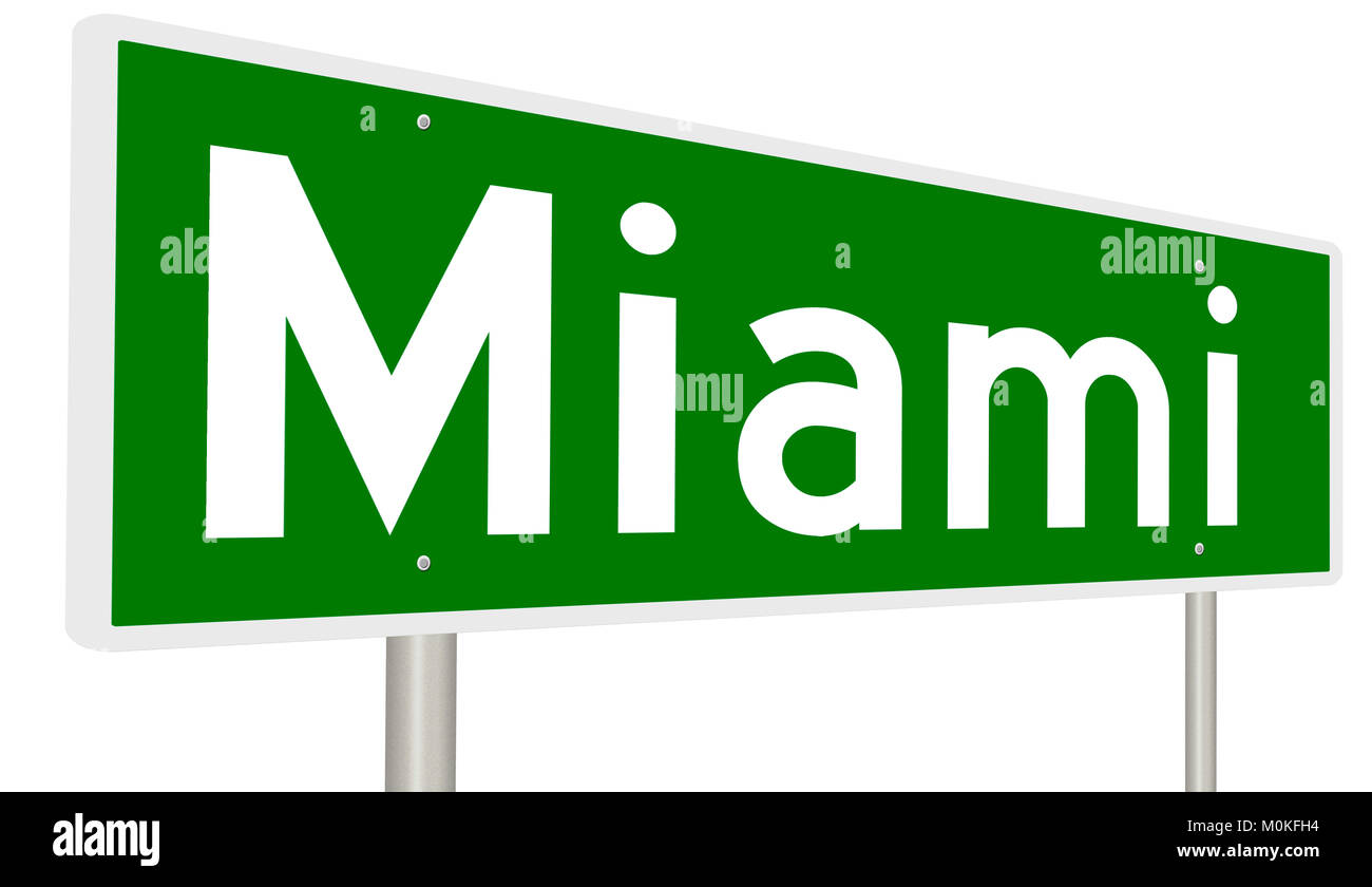 A 3d rendering of a green highway sign Stock Photo - Alamy