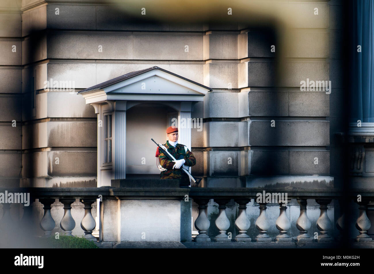 Royal soldier, guard patrolling in front of a guard house, Royal Palace ...