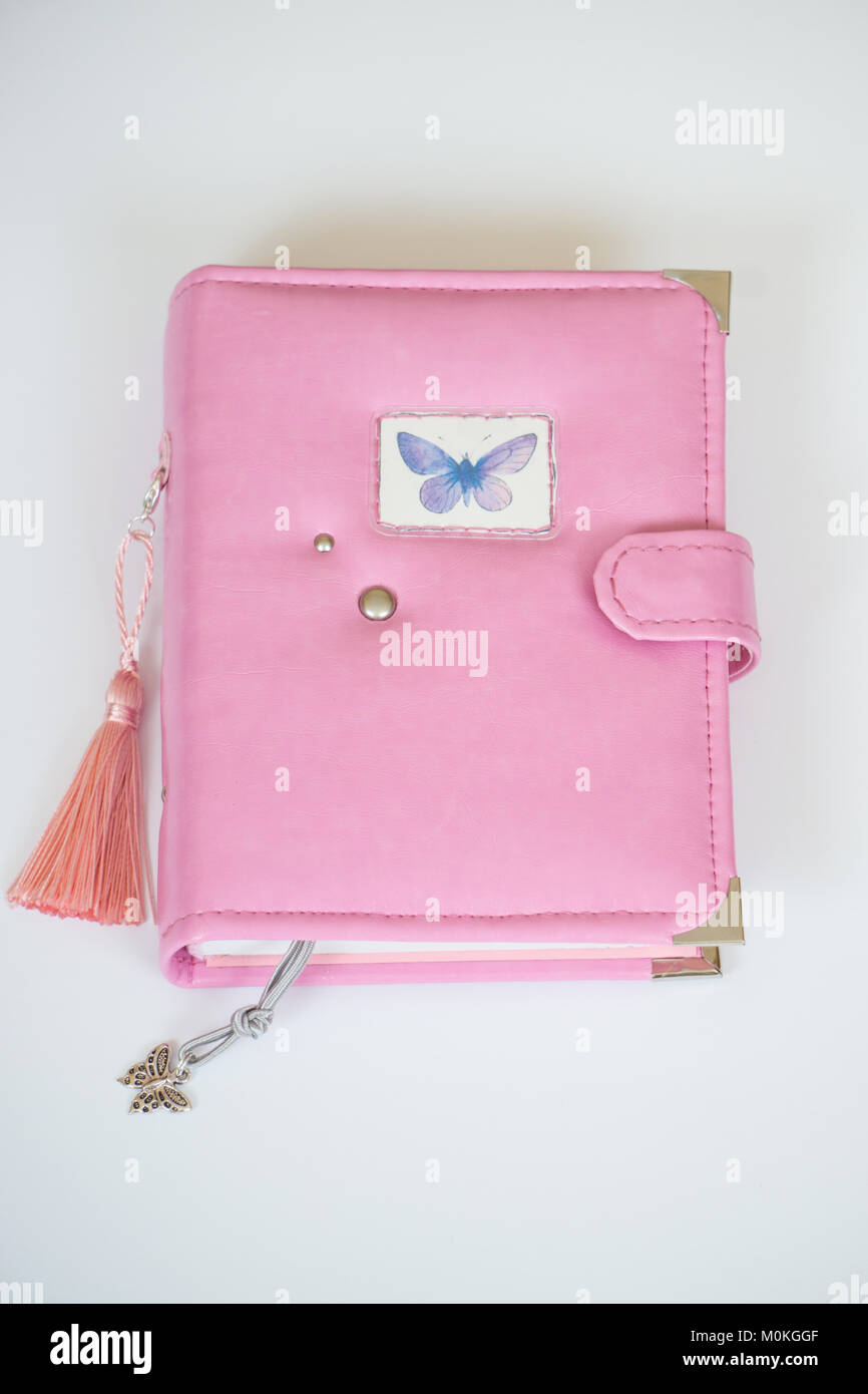 Handmade pink color leather notebook, planner for business or education ...