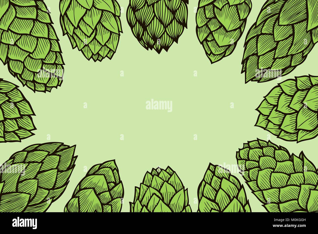 background of Hop hand drawn in artistic engraved style. Colored vector ...