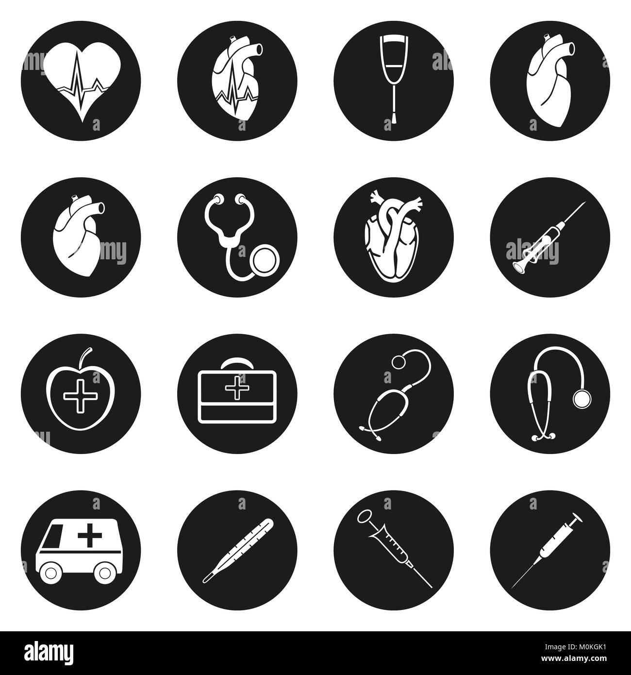 Set of medical icons. Black and white. Vector illustration Stock Vector ...