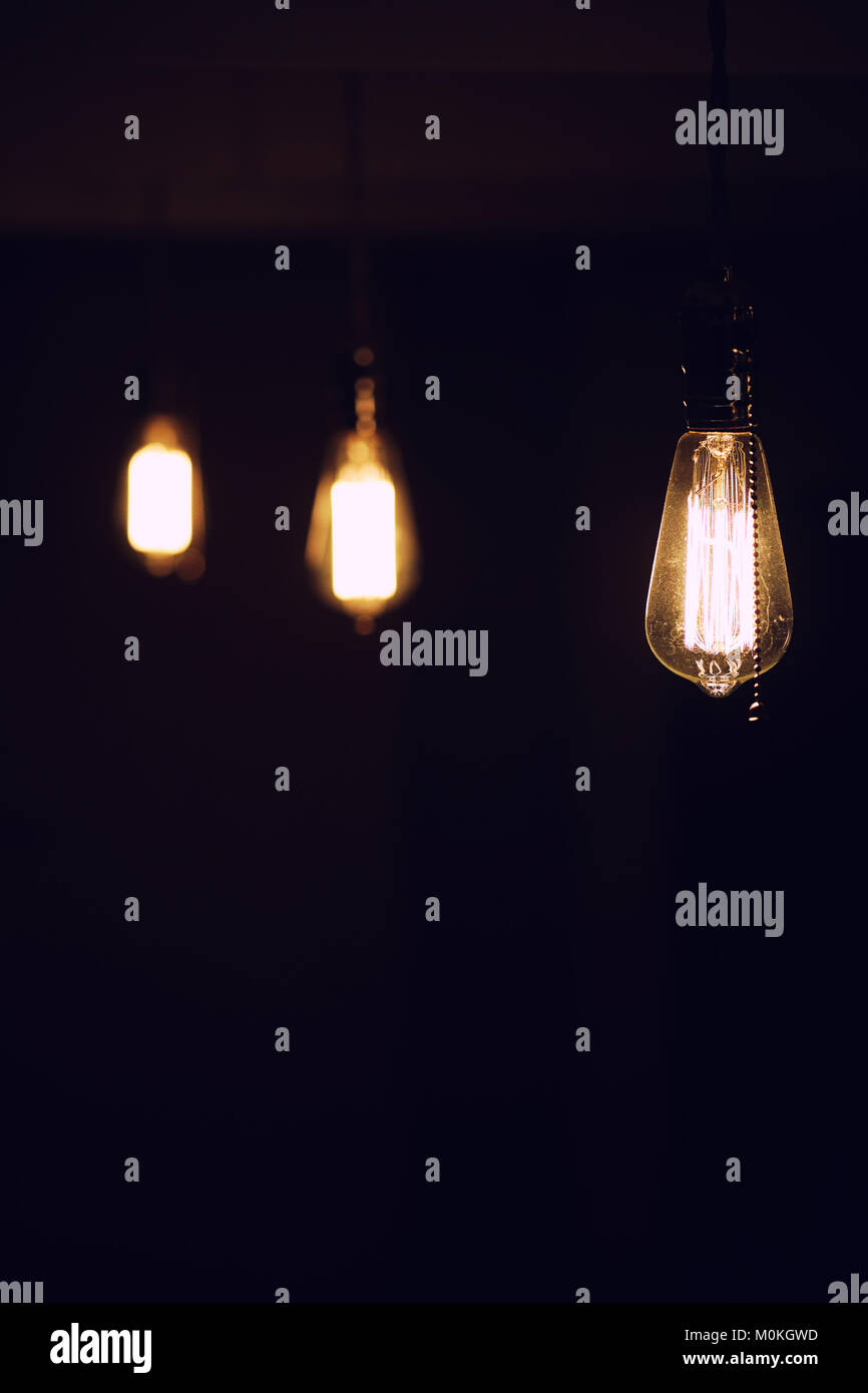 Lamps with tungsten filament. Edison's light bulb. Filament fila Stock ...