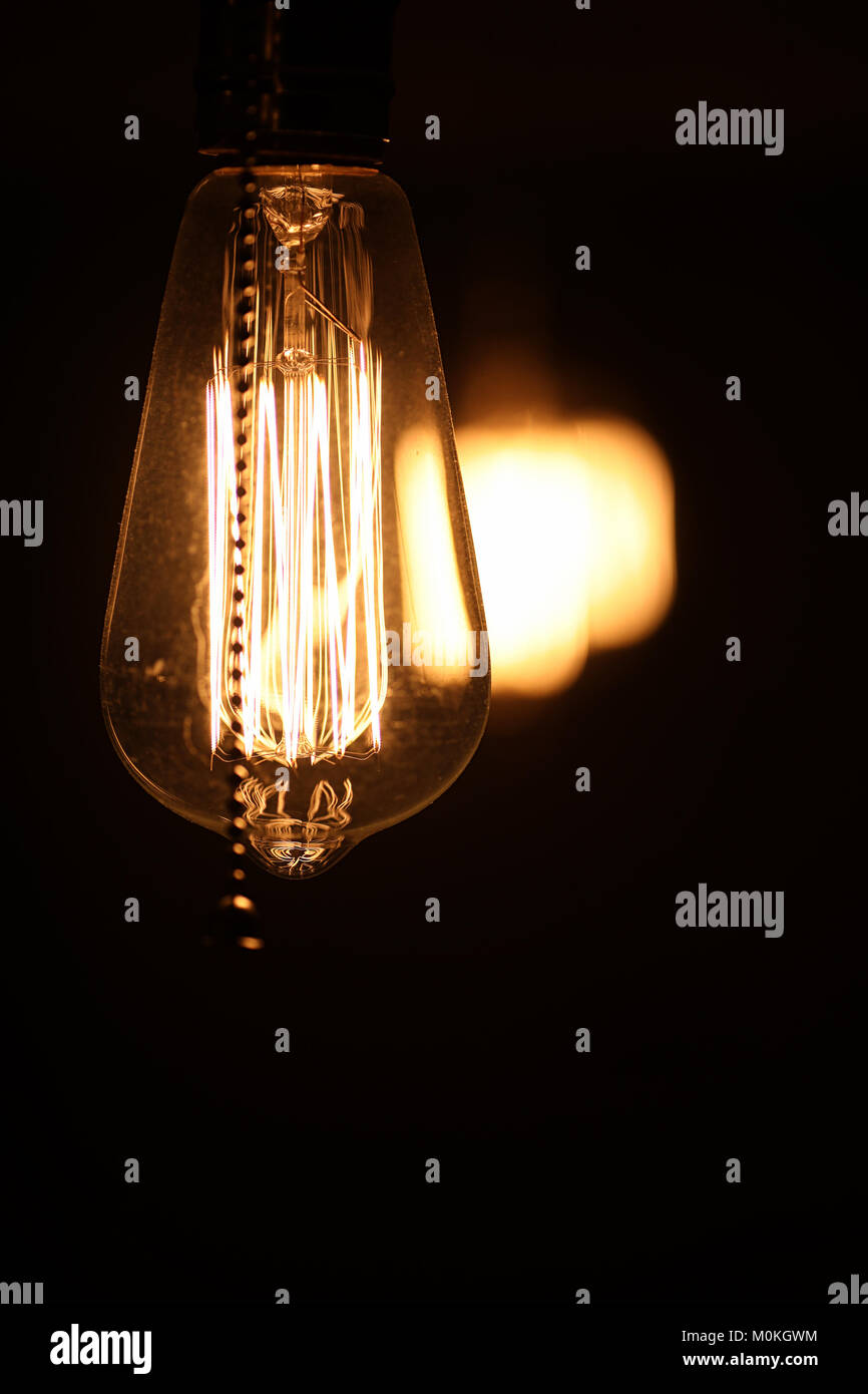 Lamps with tungsten filament. Edison's light bulb. Filament fila Stock ...
