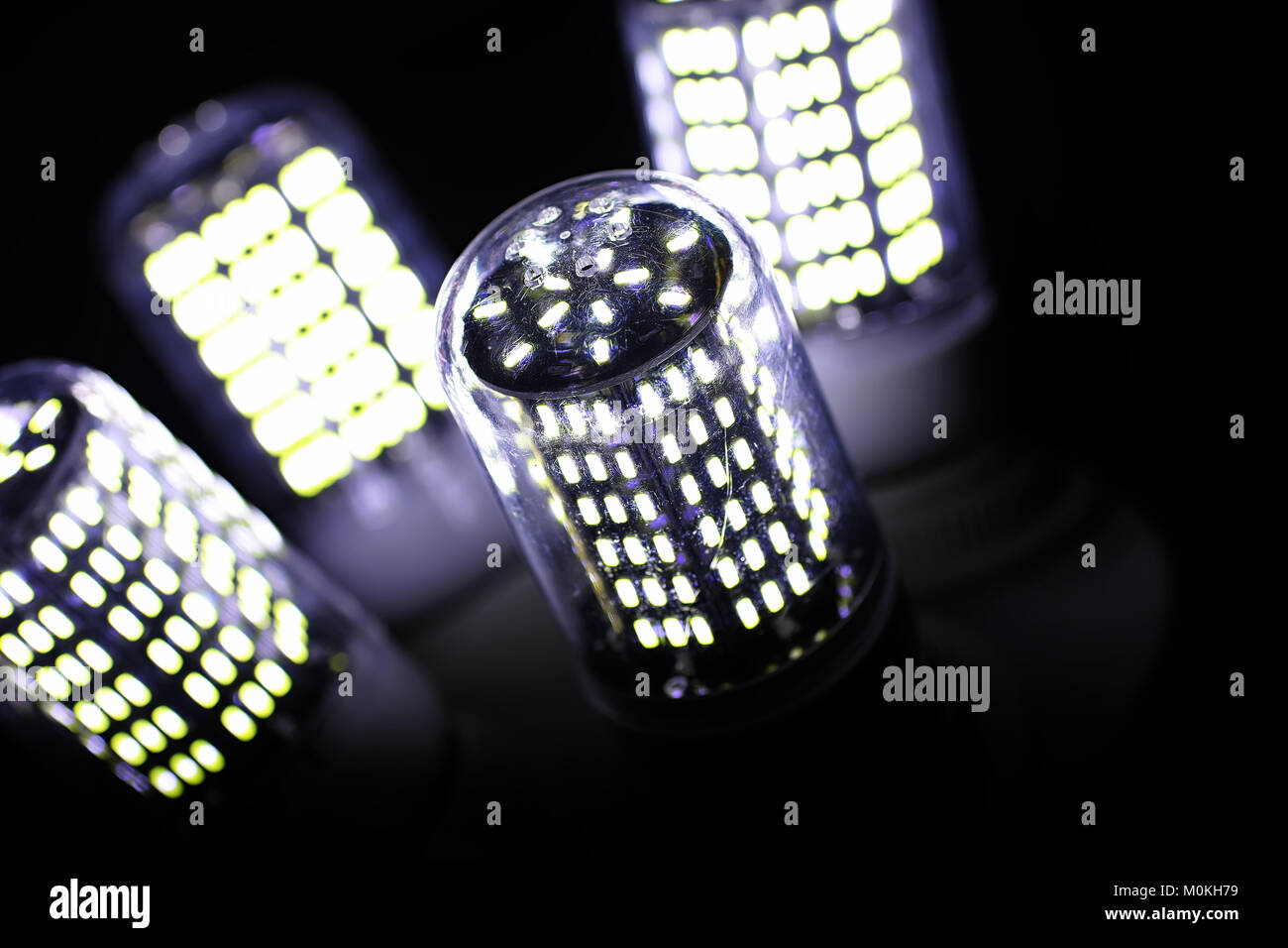LED elements in the lamp. Lamps with diodes. Many bright lights Stock ...