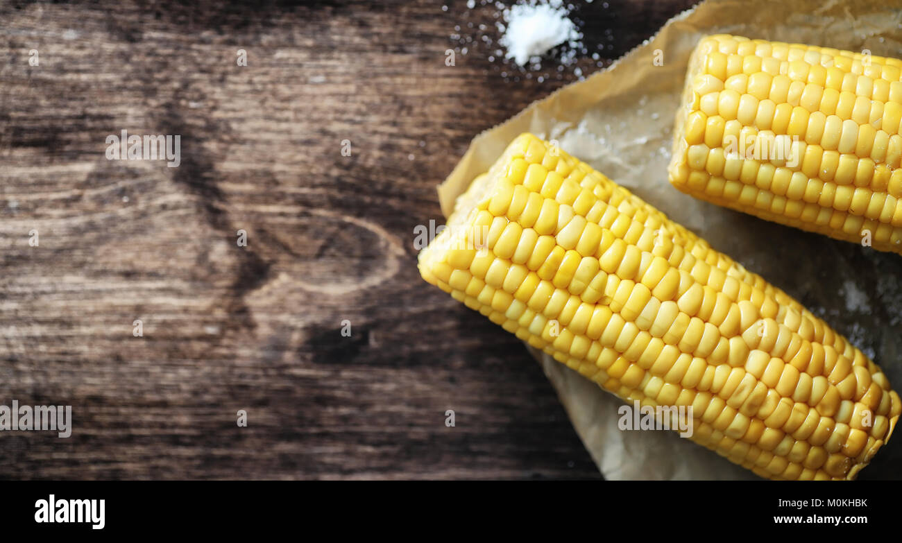 Fresh corn. Natural food from corn cob with salt. Rural Mexican Stock ...
