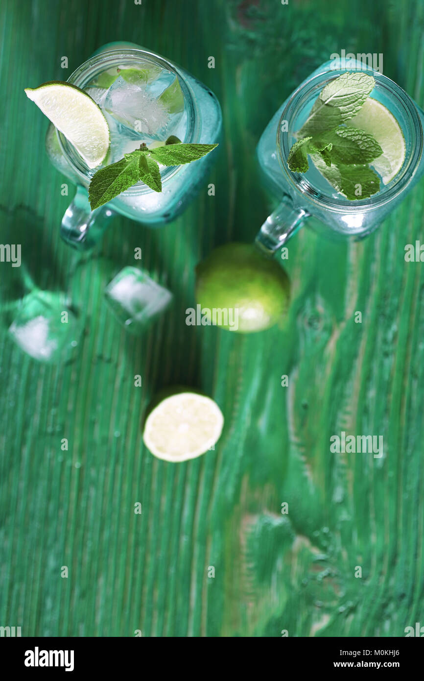 Lemonade from lime and mint Stock Photo - Alamy