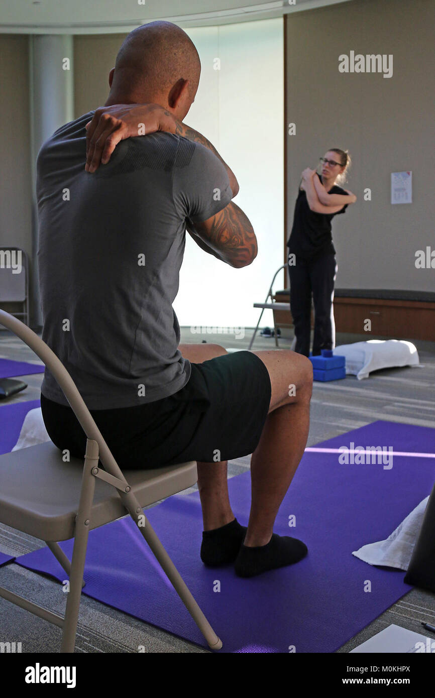 Alyson Rhodes (right), a yoga therapist at the Intrepid Spirit on Fort ...