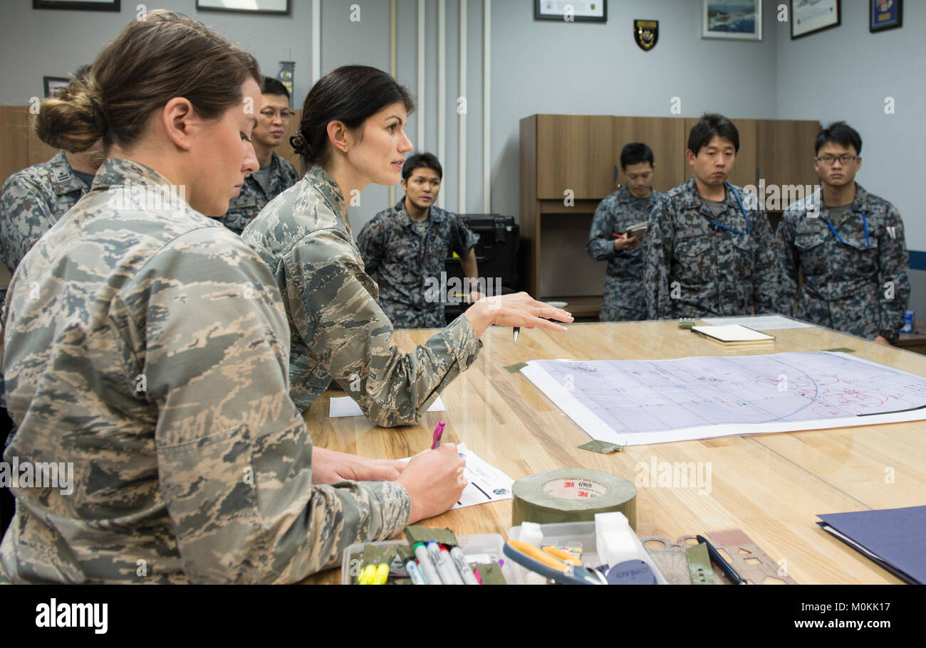 Japan Air Self Defense Force officers and their United States Air Force ...