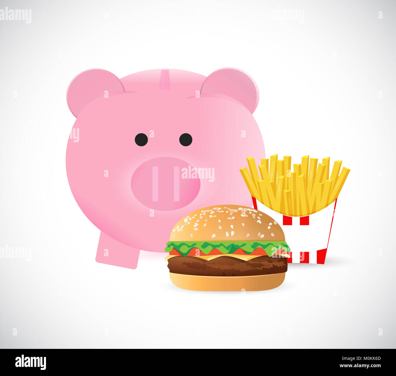 pig, burger and fries concept illustration design isolated over white ...