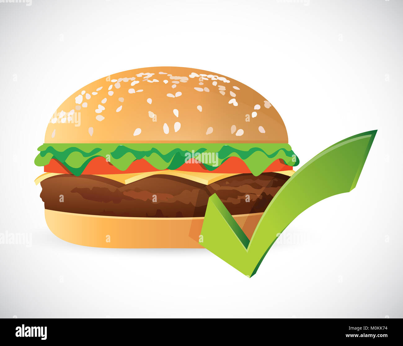 burger check mark of approval concept illustration design isolated over ...