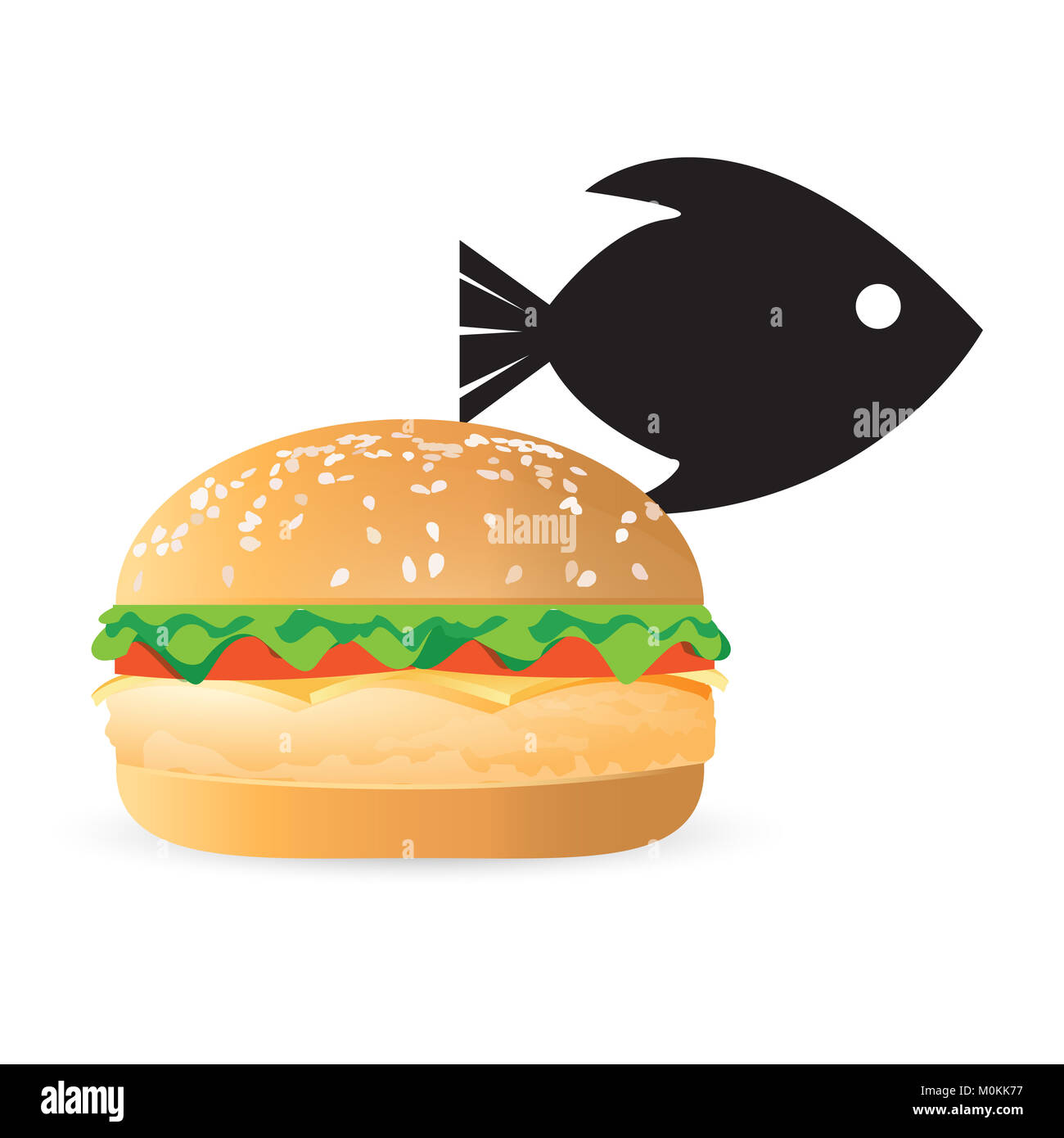 fish burger concept illustration design isolated over white Stock Photo ...