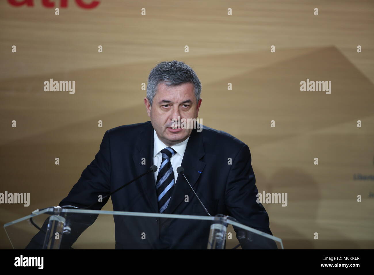 Auvers Sur Oise, France. 21st Jan, 2018. Dominique Bailly, Mayor of ...