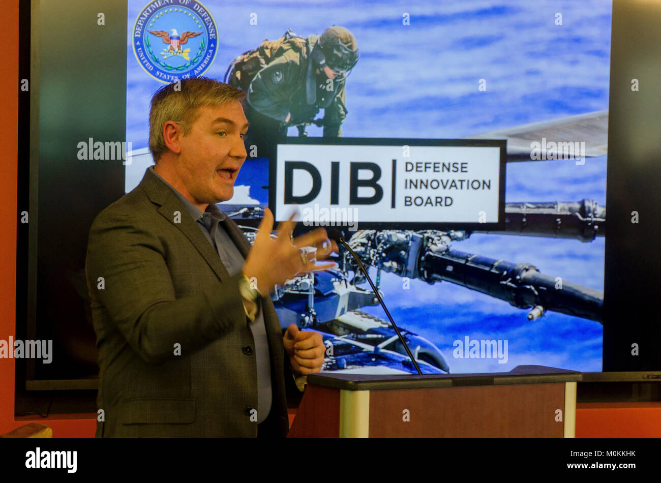 Morgan Plummer with MD5 provides remarks during the Defense Innovation ...