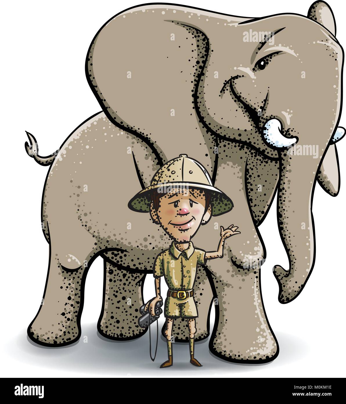 Travel and adventure in Africa. A pith helmet wearing tourist poses ...