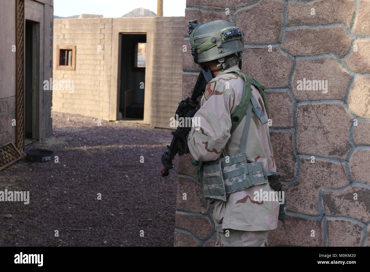 FORT IRWIN, Calif. – A 11th Armored Cavalry Regiment Trooper defends ...