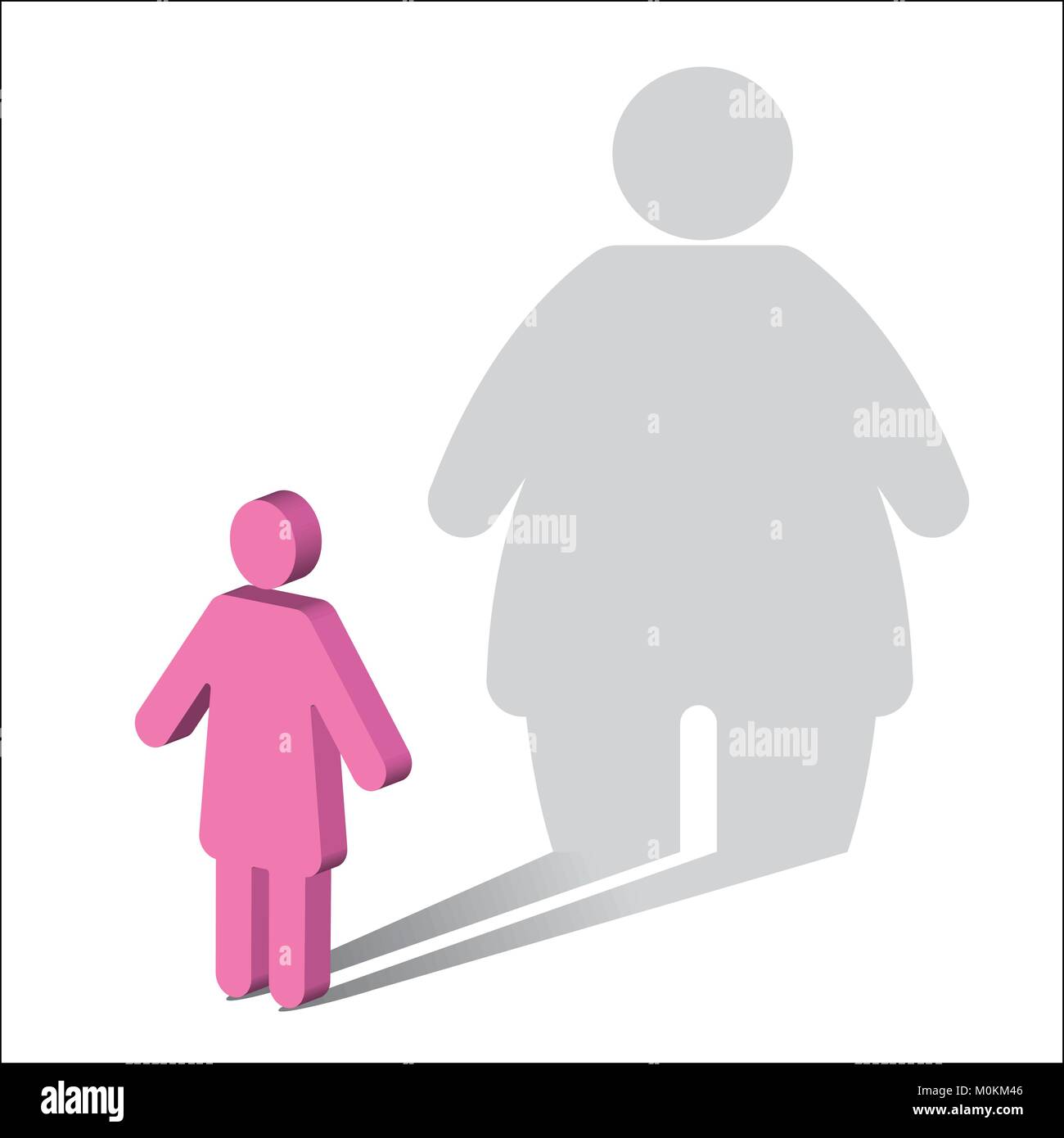 The symbol of a woman, casting a shadow of a much heavier woman. Body ...